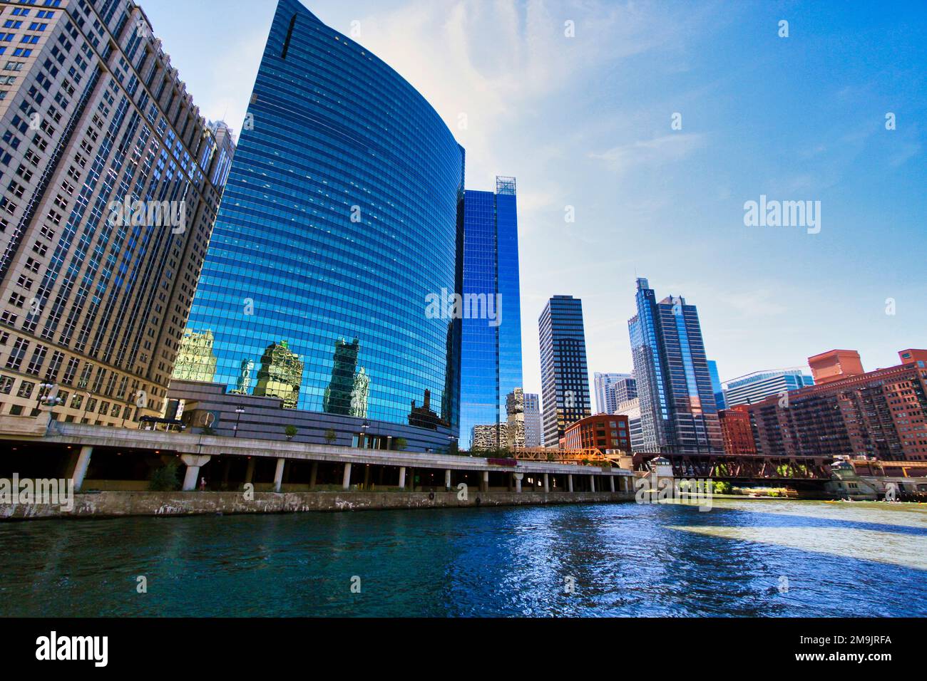 Wacker Drive along Chicago River, Chicago, Illinois, USA Stock Photo ...