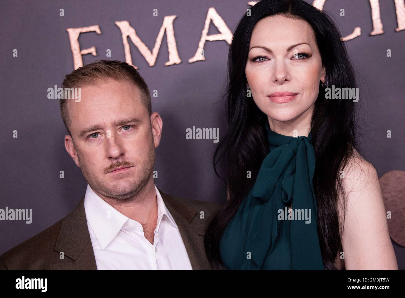 Ben Foster and Laura Prepon pose for photographers upon arrival for the ...