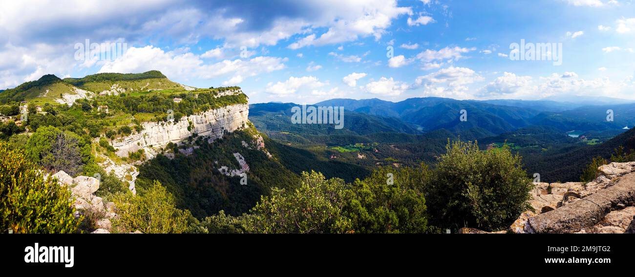 Scenic landscape with cliffs and hills, Tavertet, Catalonia, Spain ...
