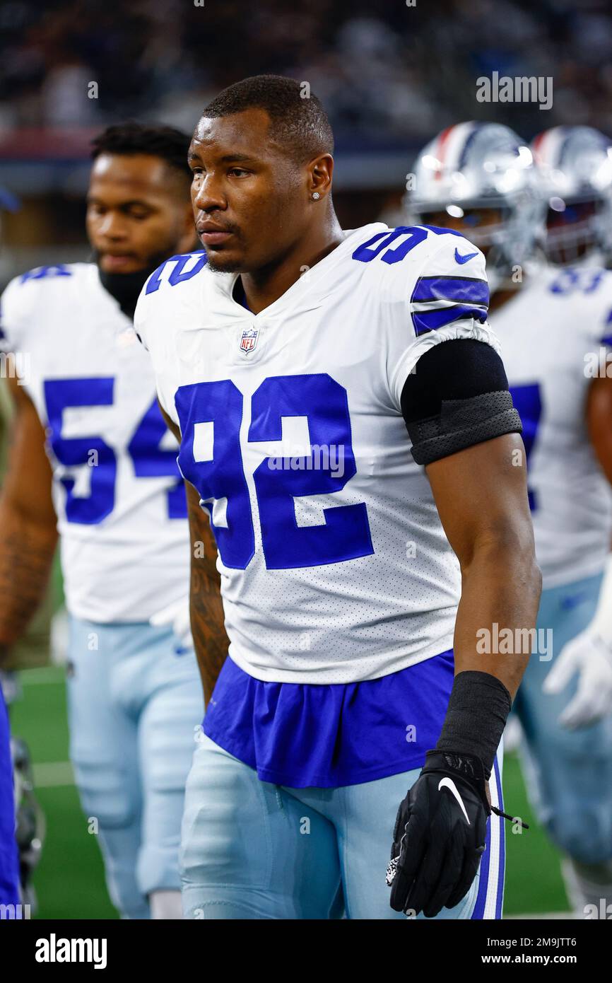 Dallas Cowboys defensive end Dorance Armstrong (92) is seen before an NFL football game against ...