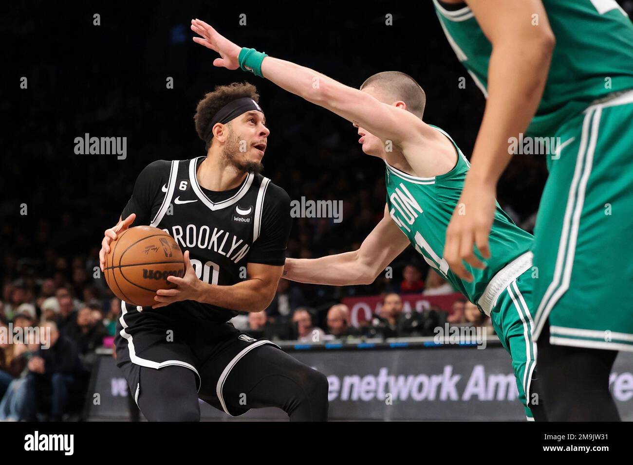 Brooklyn Nets guard Seth Curry looks to shoot against Boston Celtics ...
