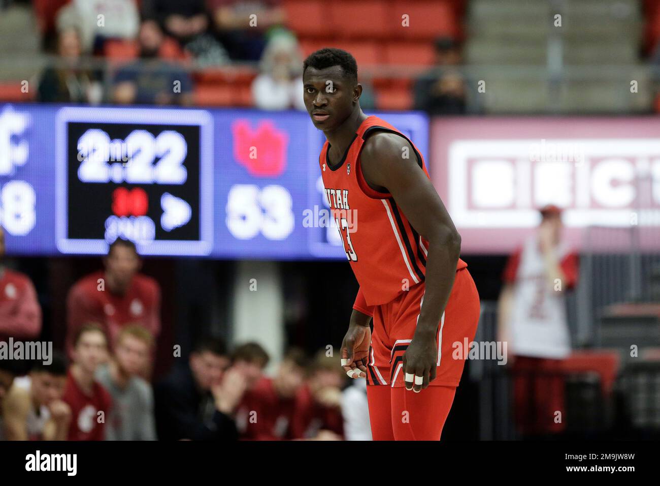 Utah center Keba Keita defends during the second half of an NCAA ...
