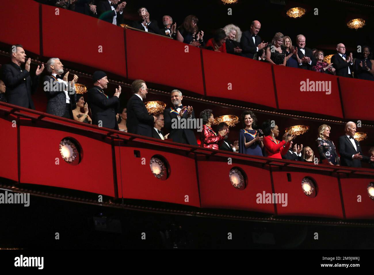 2022 Kennedy Center Honorees, from left, Larry Mullen Jr., Adam Clayton, The Edge, Bono, George ...