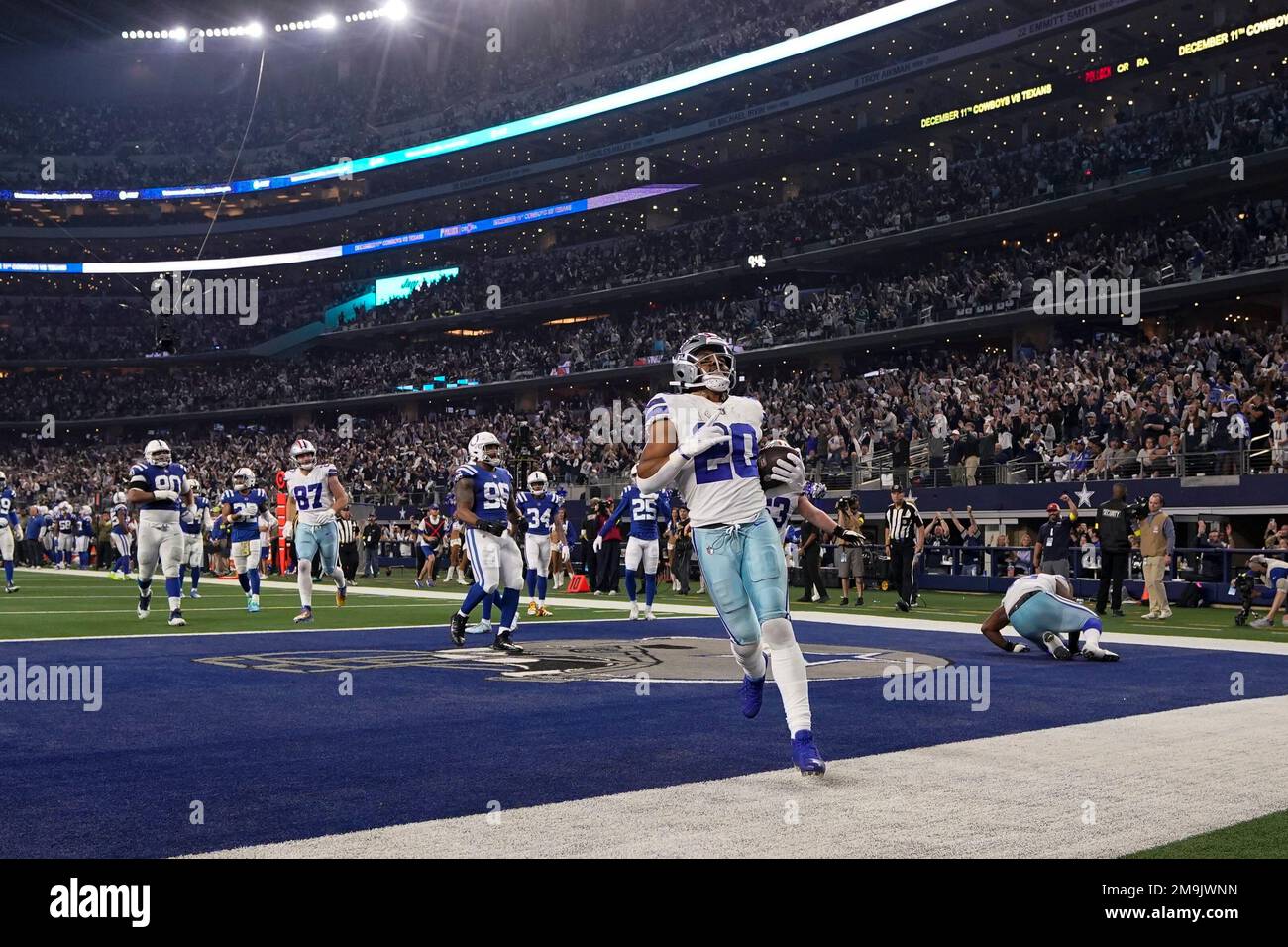 Dallas Cowboys' Tony Pollard (20) reacts after a touchdown run during ...