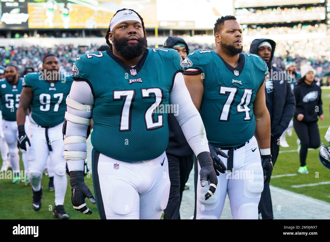 Philadelphia Eagles defensive tackle Linval Joseph (72) and nose tackle ...
