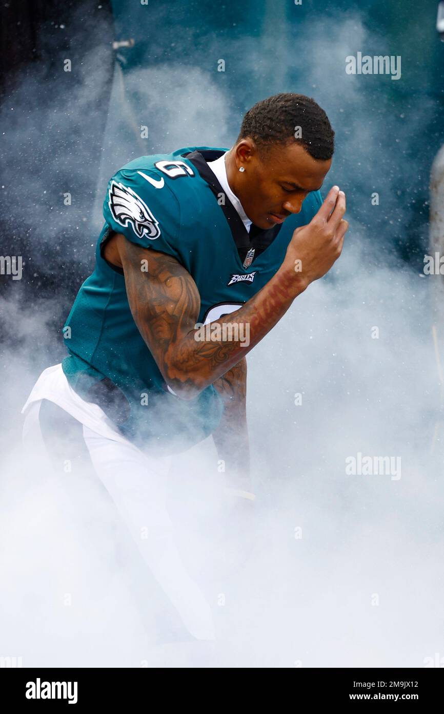 Philadelphia Eagles wide receiver DeVonta Smith (6) is introduced ...