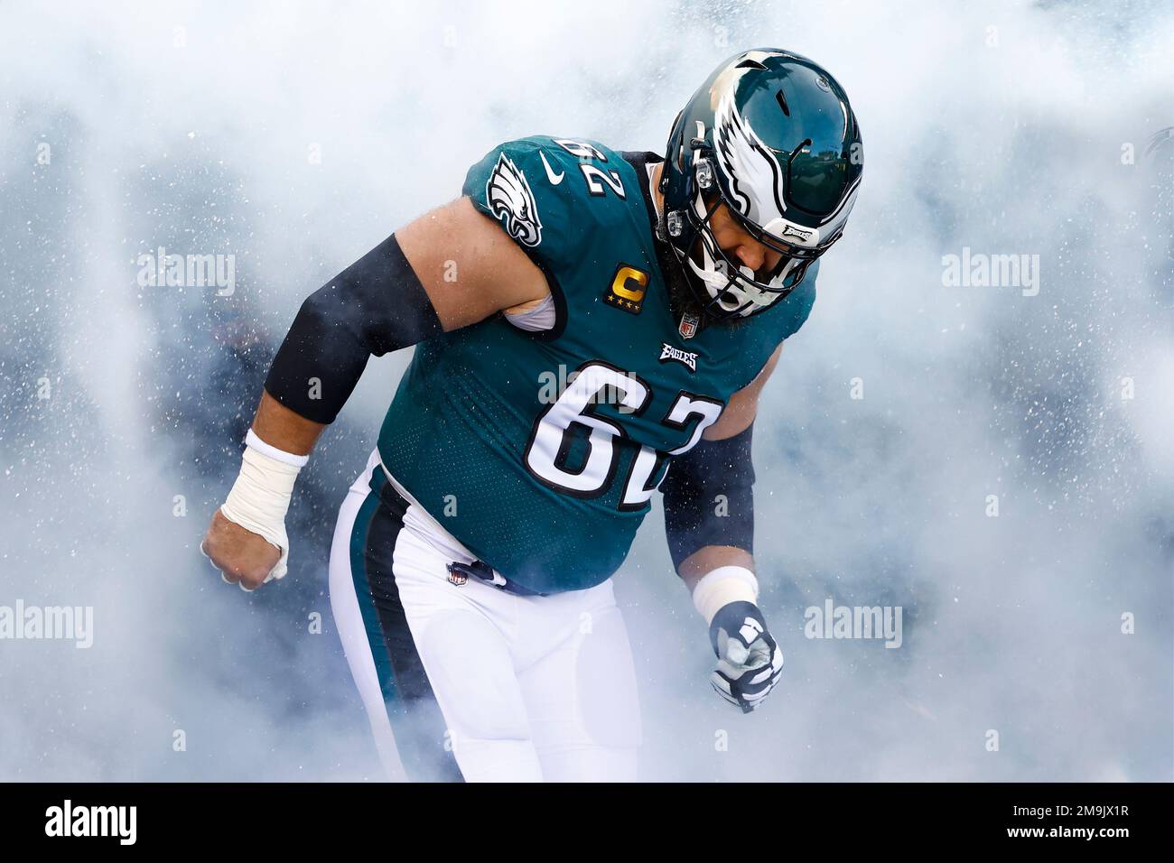 Philadelphia Eagles center Jason Kelce (62) is introduced before an NFL ...