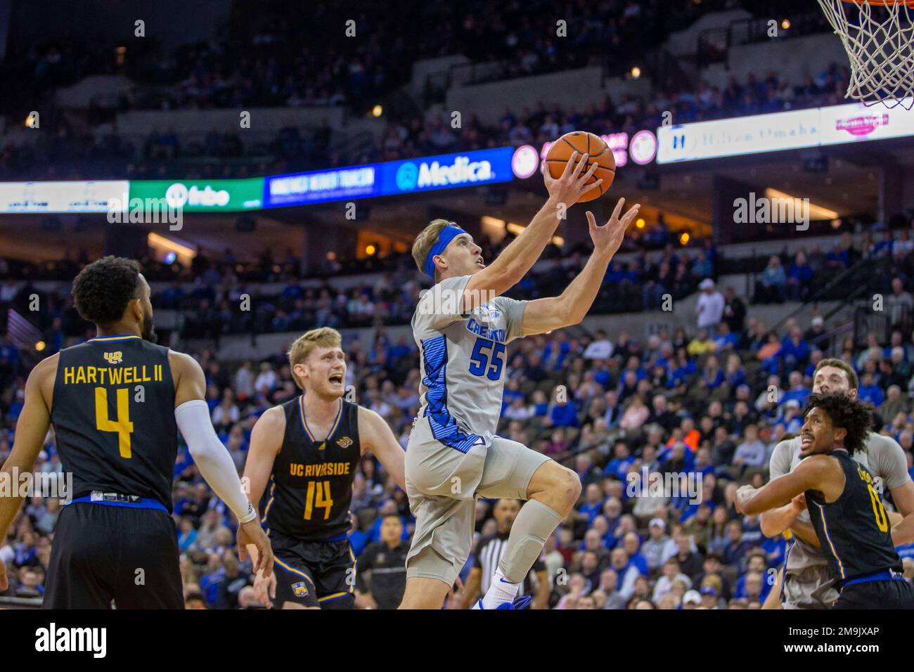 Creighton's Baylor Scheierman (55) makes a layup against UC Riverside ...