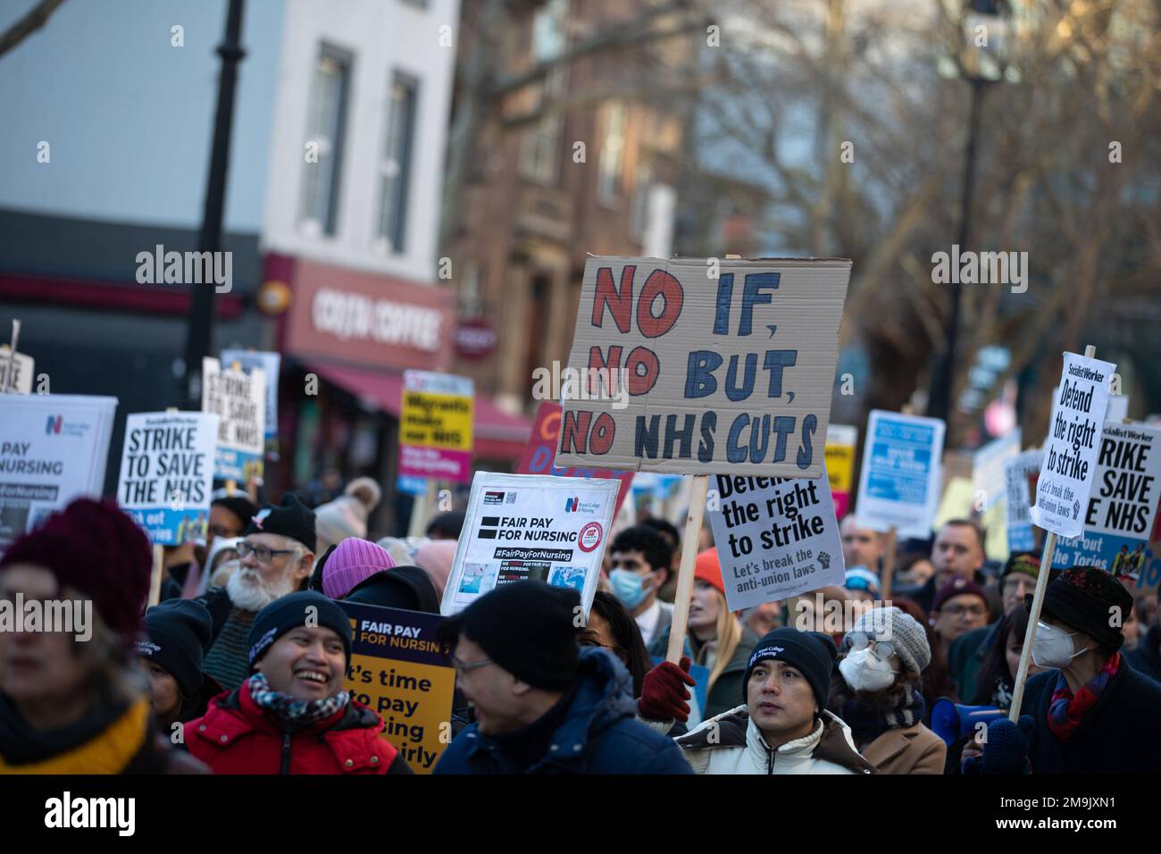 WHITEHALL, LONDON, 18th January 2023, Striking NHS nurses march from ...
