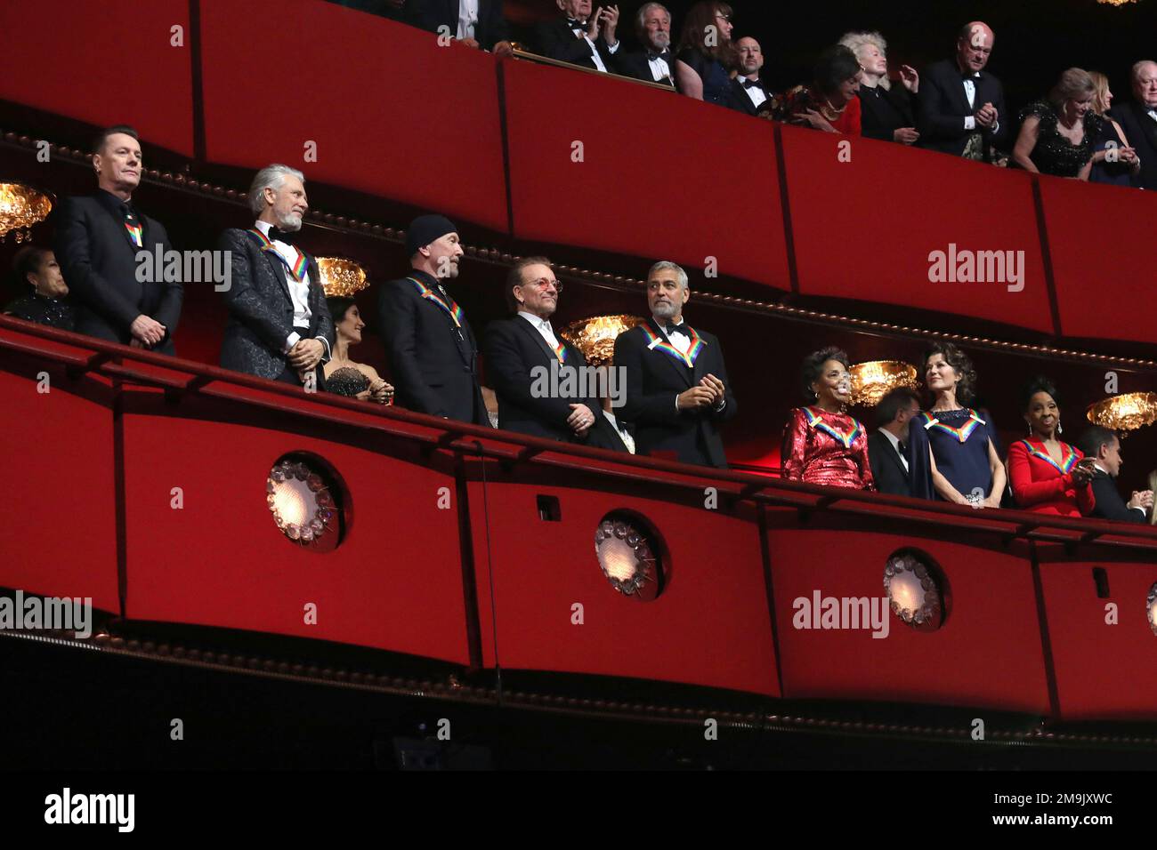 2022 Kennedy Center Honorees from left, Larry Mullen Jr., Adam Clayton, The Edge, Bono, George ...