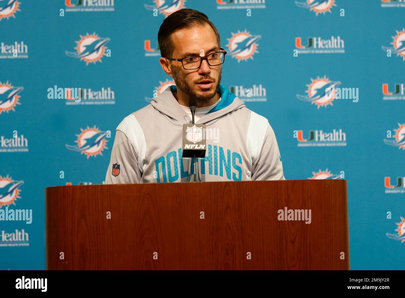 Miami Dolphins head coach Mike McDaniel speaks at a press conference after the team's NFL ...