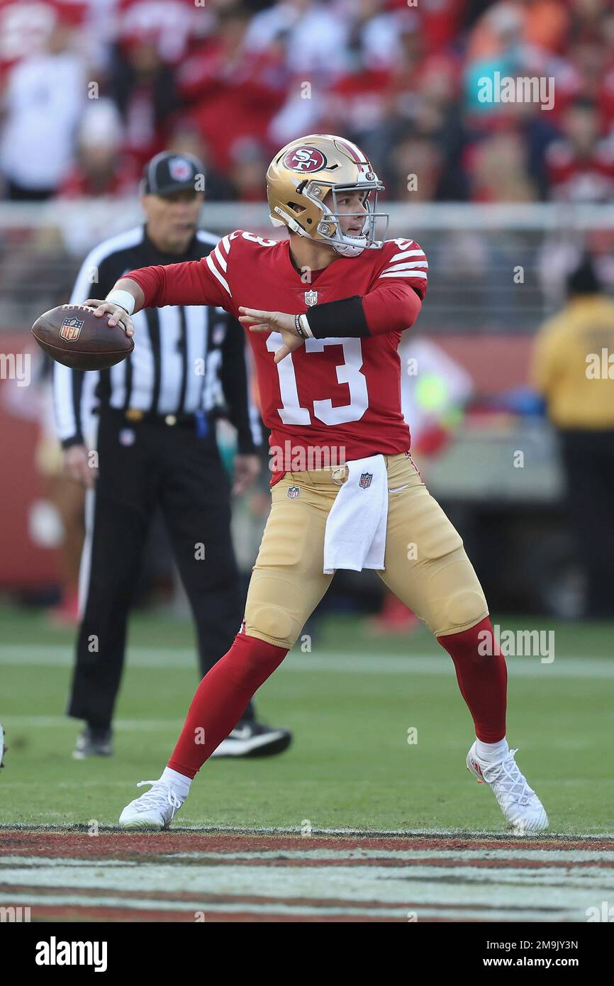 San Francisco 49ers quarterback Brock Purdy (13) looks to pass the ball ...