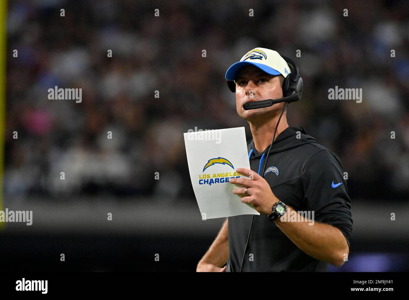 Los Angeles Chargers head coach Brandon Staley walks on the sideline ...