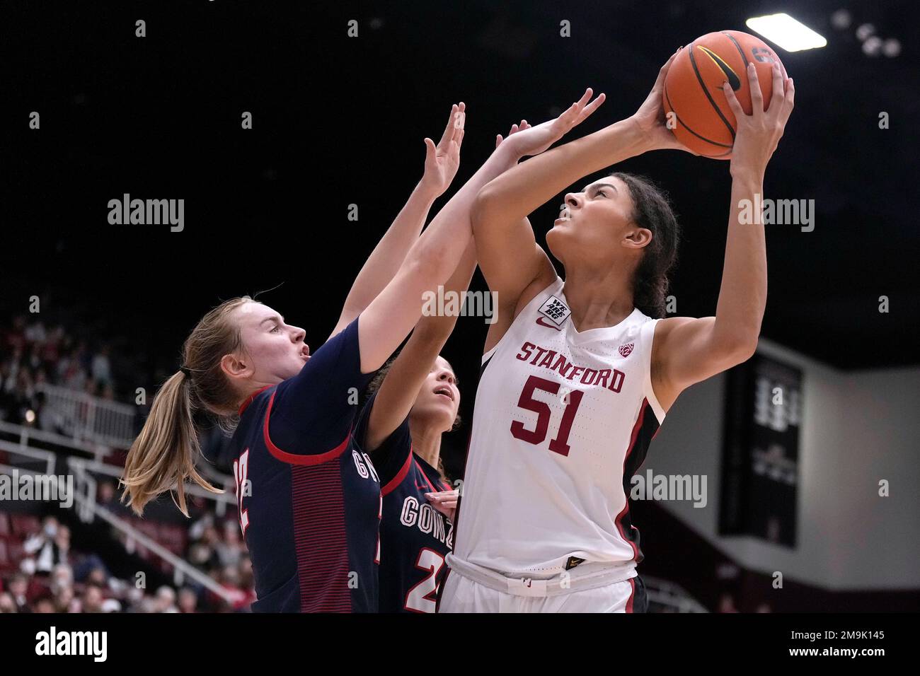 Stanford center Lauren Betts (51) looks to shoot over Gonzaga's Brynna ...
