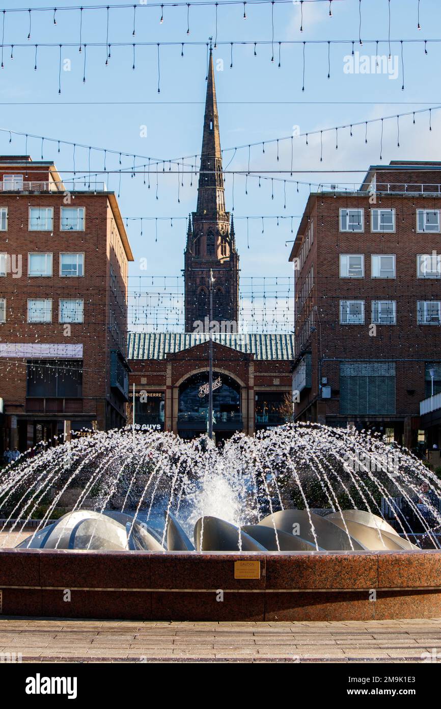 The fountain centrepiece in Smithford Way in the centre of Coventry ...