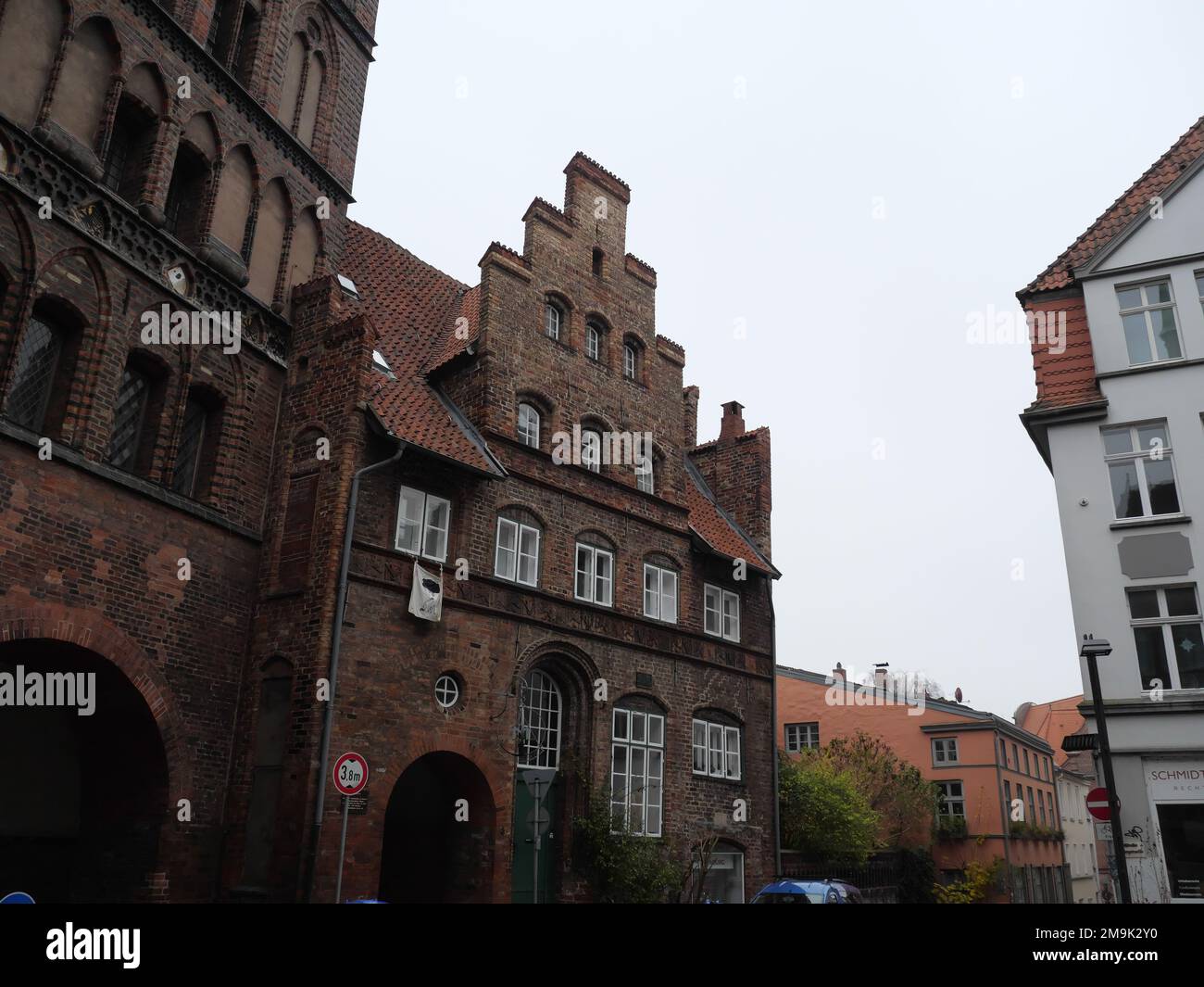 Historic stepped gables on clinker brick houses in the city center of ...