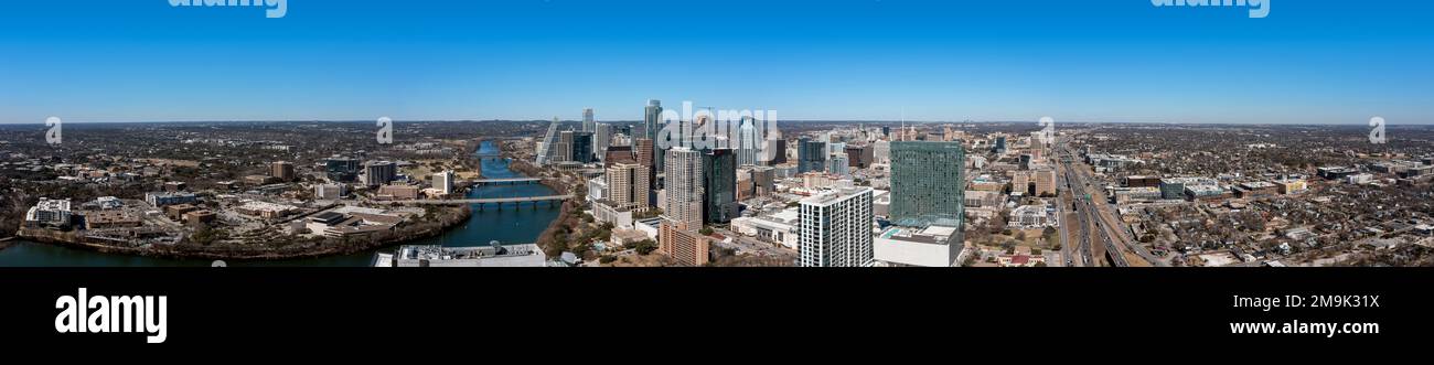 Aerial view of city with skyscrapers, Austin, Texas, USA Stock Photo ...