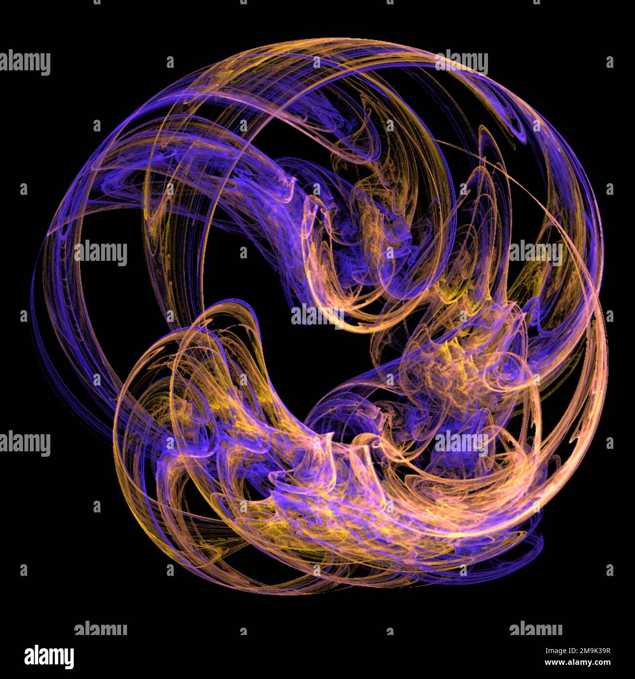 bright yellow-blue abstract pattern on black, color digital graphics ...