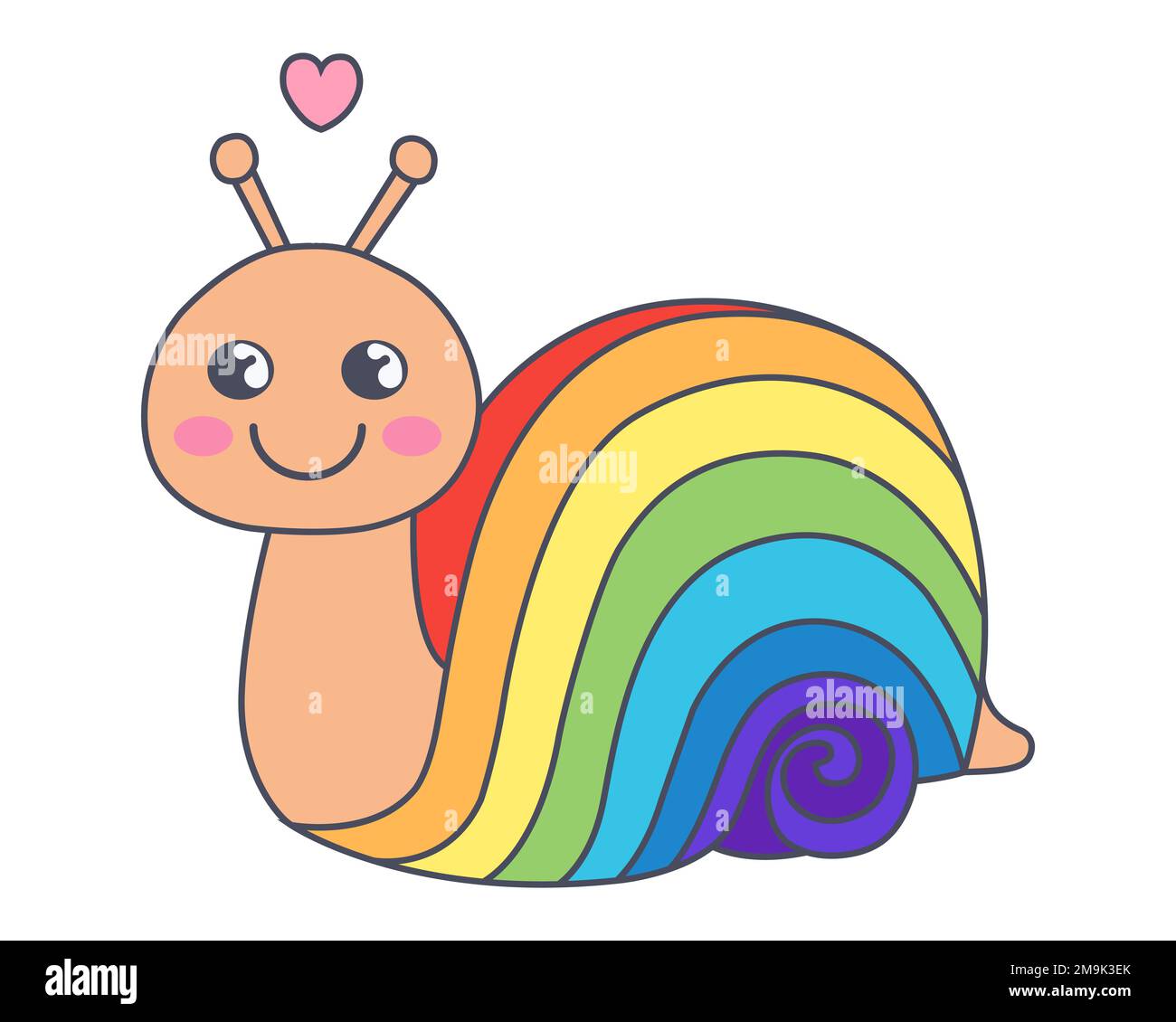 snail character with rainbow shell. cute character with outline stroke ...