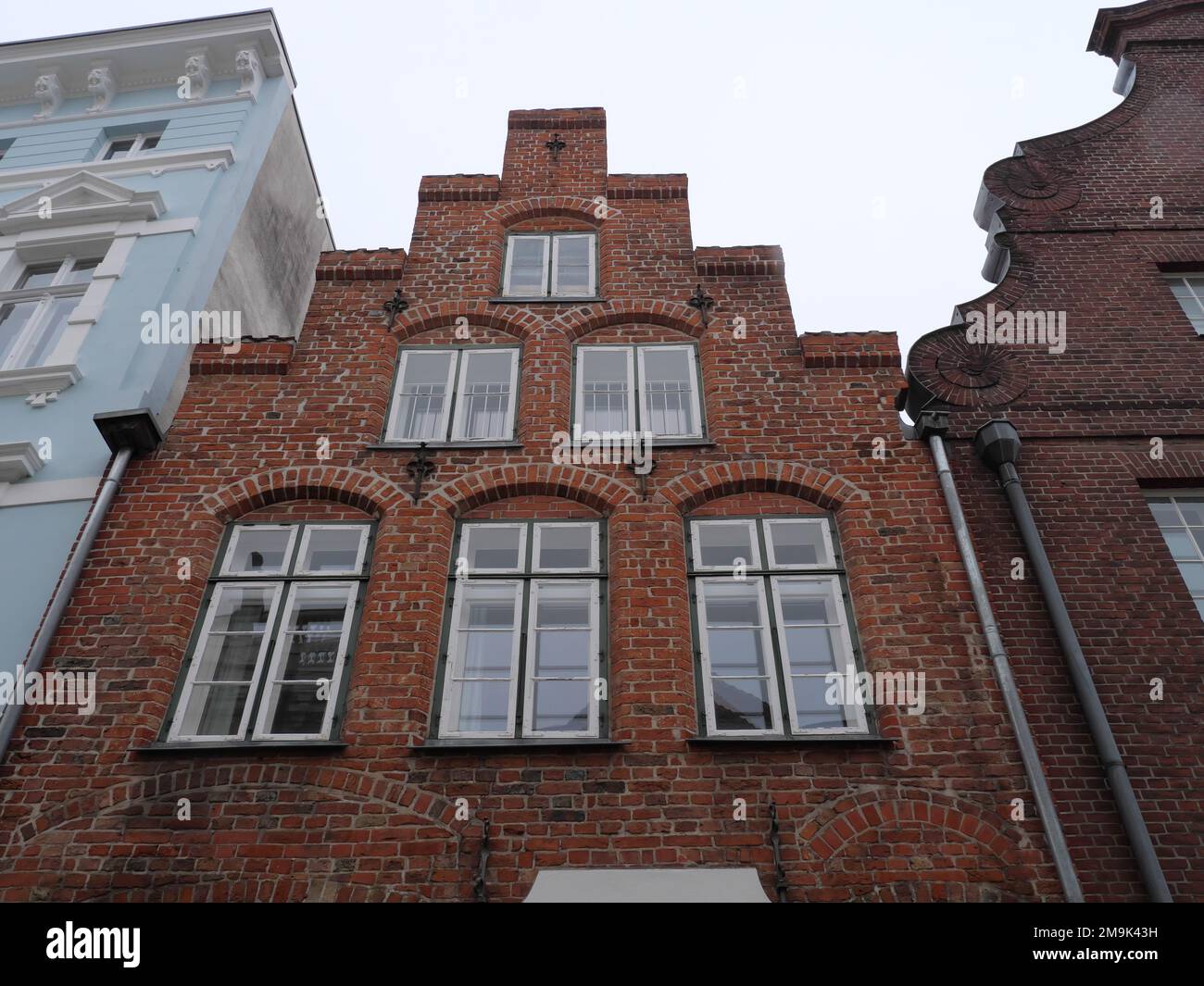 Historic stepped gables on clinker brick houses in the city center of ...