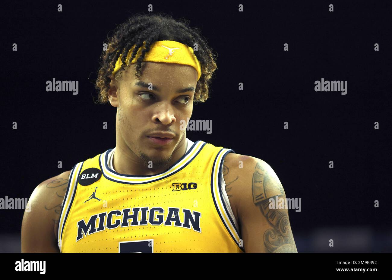 Michigan Wolverines' Terrance Williams II (5) reacts during an NCAA ...