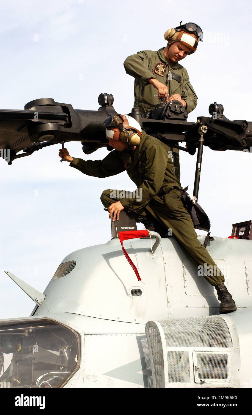 US Marines (USMC) Lance Corporal (LCPL) Julian Mento and USMC LCPL Pat ...