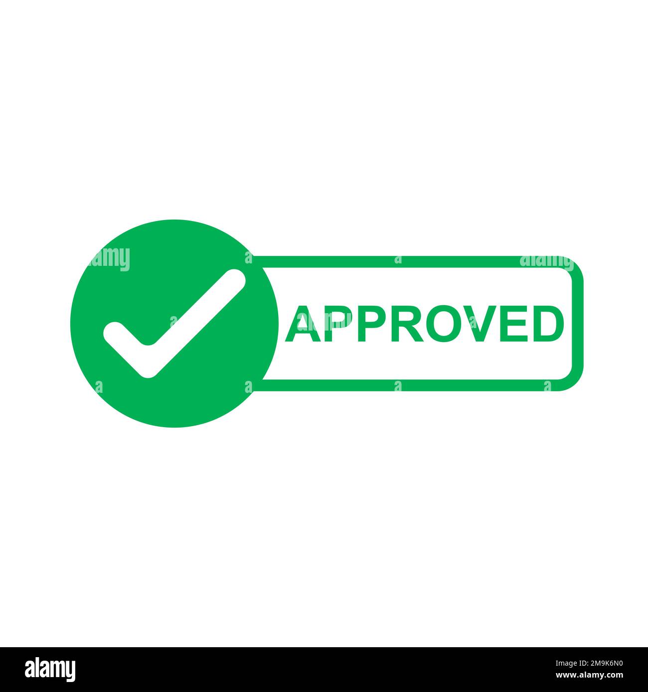 A vector design of Approved label with check mark on white background ...