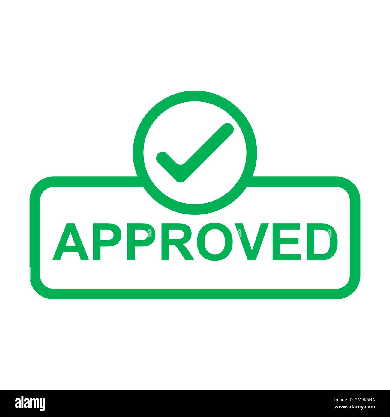 A vector design of Approved label with check mark on white background ...