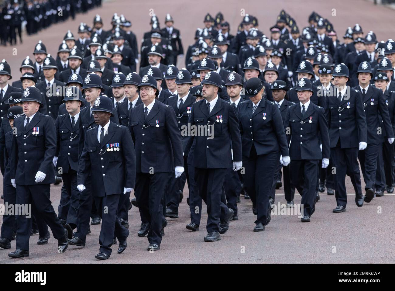 Members of the Police constabulary march along The Mall in central ...