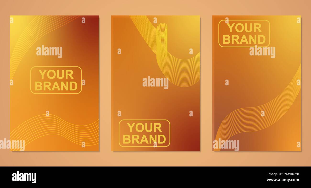 A vector design of Golden and light background with lines collection set and space for brand ...