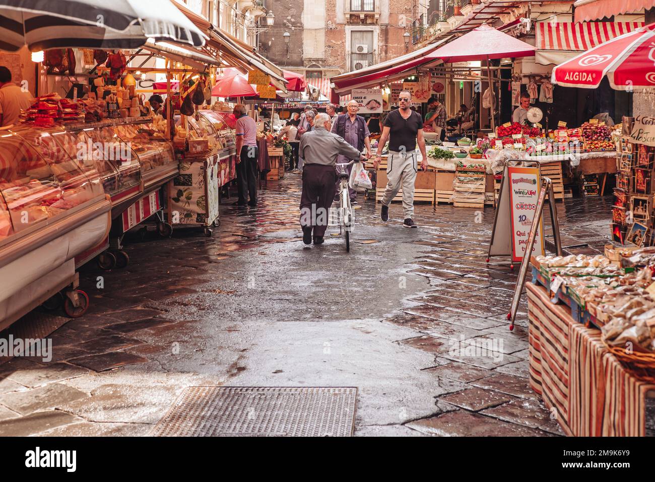 Authentic scenes from the local food market in Catania, Sicily Stock ...
