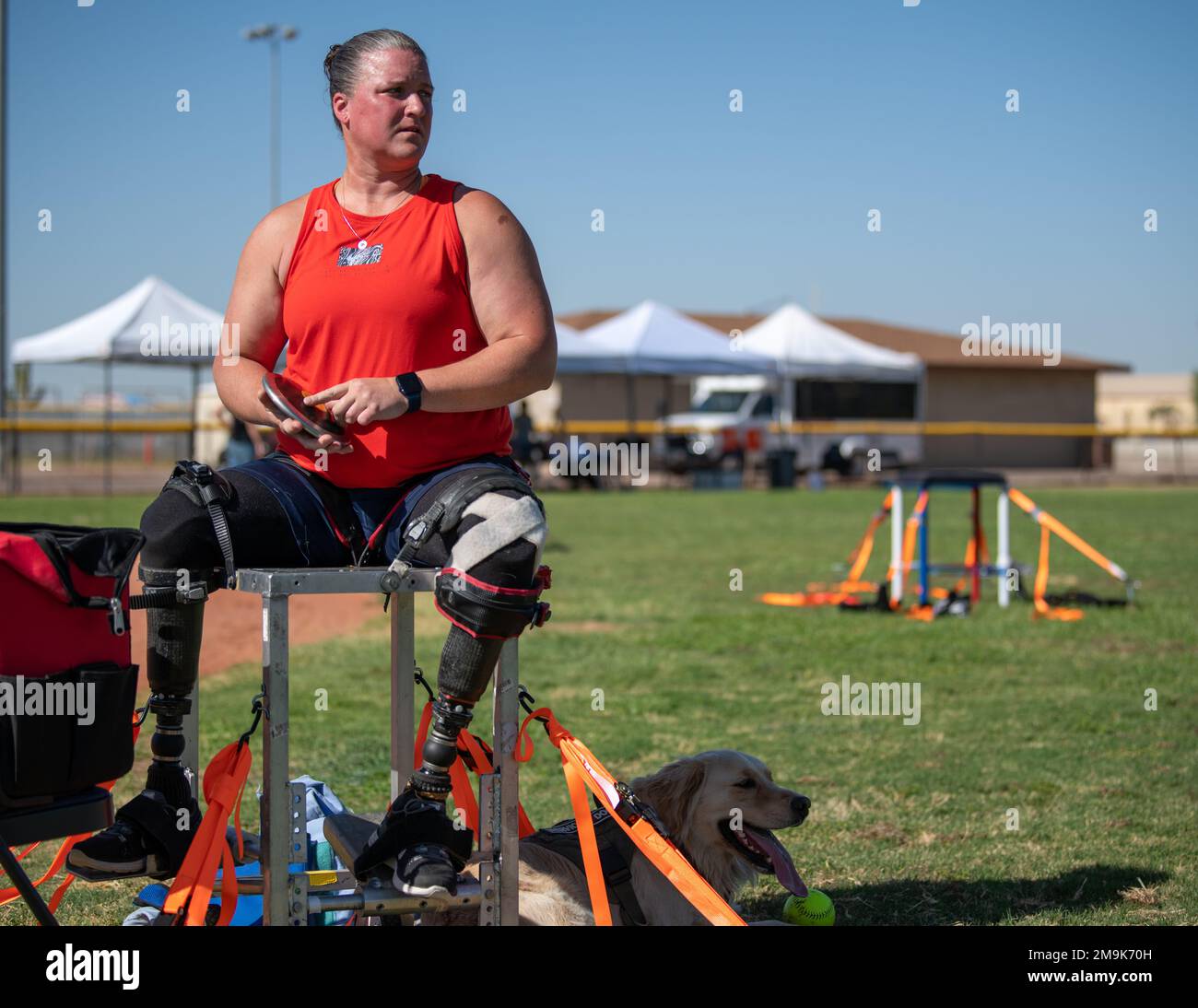 Christy Gardner, para-athlete, prepares to throw a discus during the ...