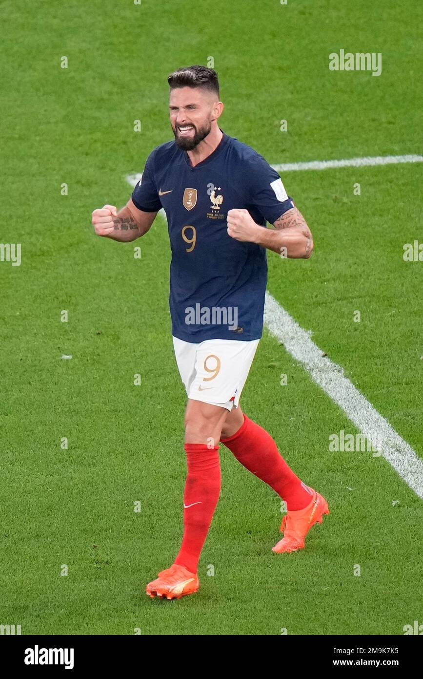 France's Olivier Giroud, celebrates after scoring during the World Cup ...