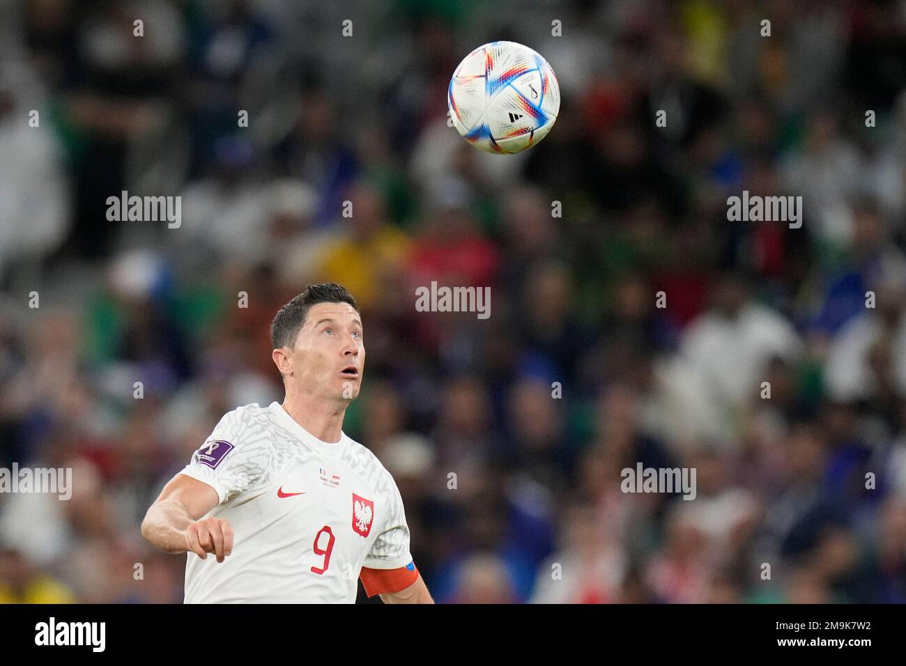 Poland's Robert Lewandowski eyes the ball during the World Cup round of ...