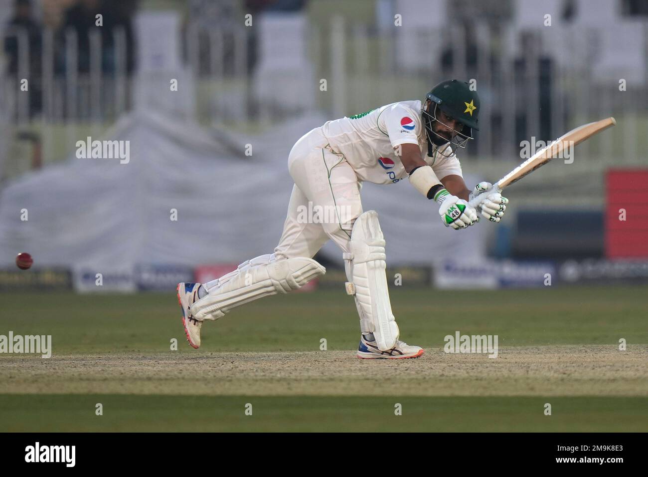 Pakistan's Saud Shakeel plays a shot during the fourth day of the first ...