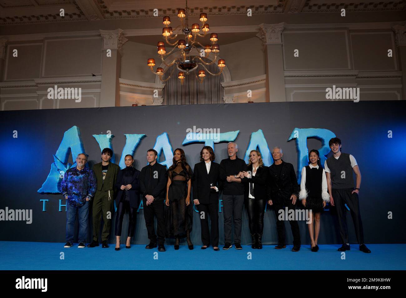 Producer Jon Landau, from left, Jamie Flatters, Bailey Bass, Sam ...