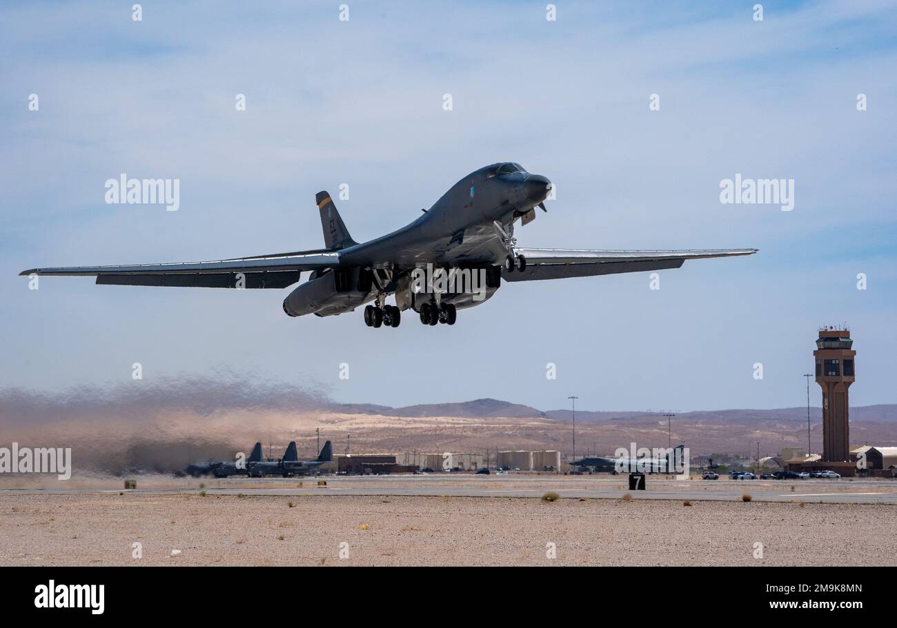 A B-1 Lancer takes off for a U.S. Air Force Weapons School 22-A ...