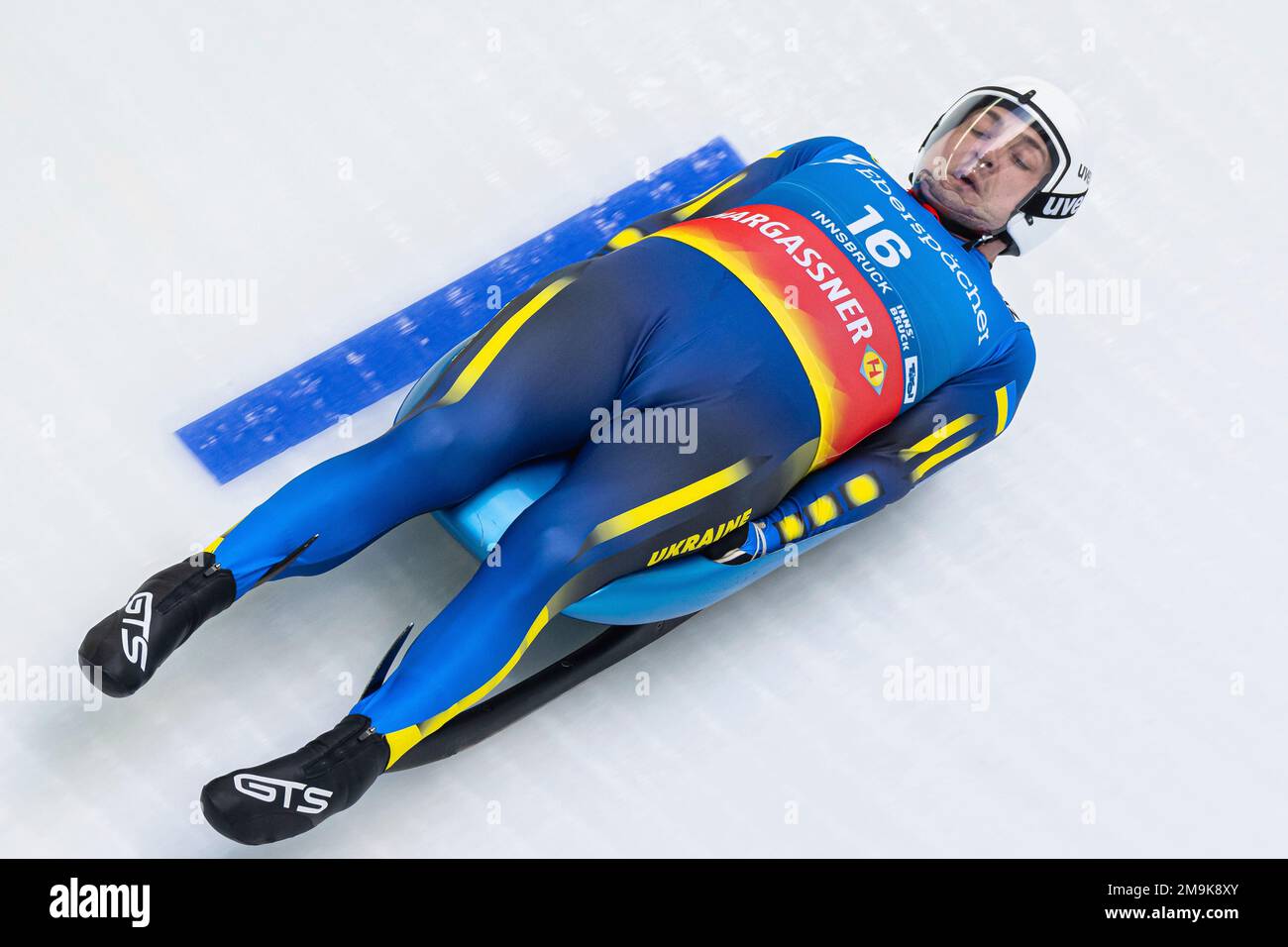 Andriy Mandziy of Ukraine speeds down the track during the men's race ...