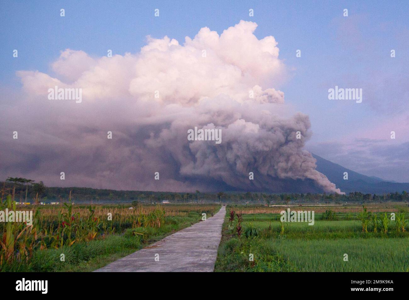 Mount Semeru releases volcanic materials during an eruption on Sunday ...