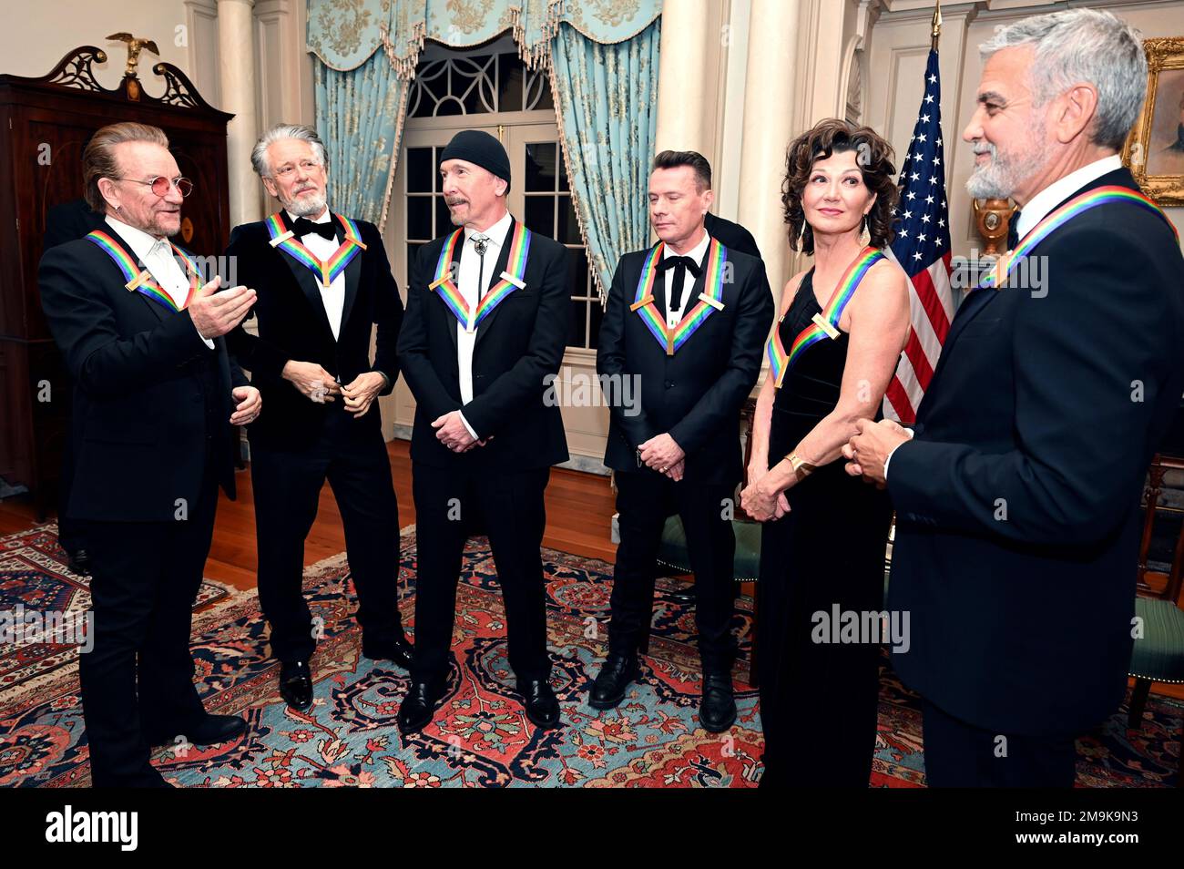 2022 Kennedy Center Honorees, from left, Bono, Adam Clayton, The Edge, Larry Mullen Jr., Amy ...