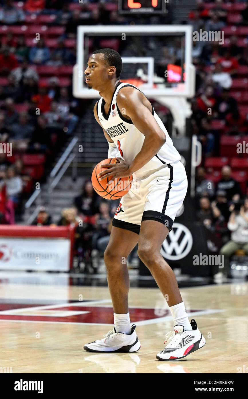 San Diego State guard Micah Parrish (3) plays during an NCAA college basketball game against ...
