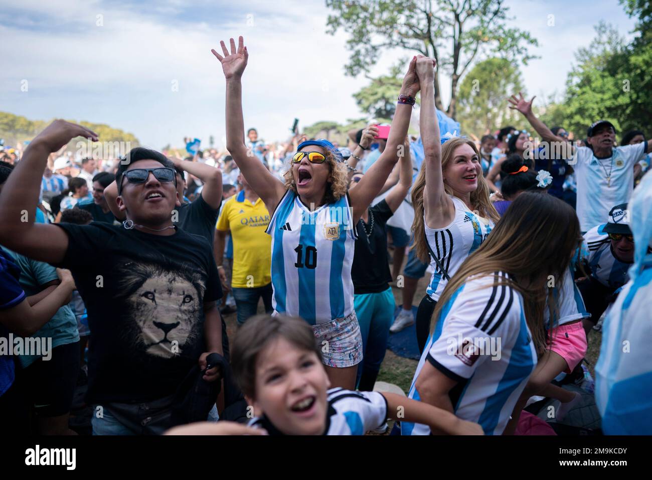 Argentine fans celebrates their team's first goal against Australia as ...