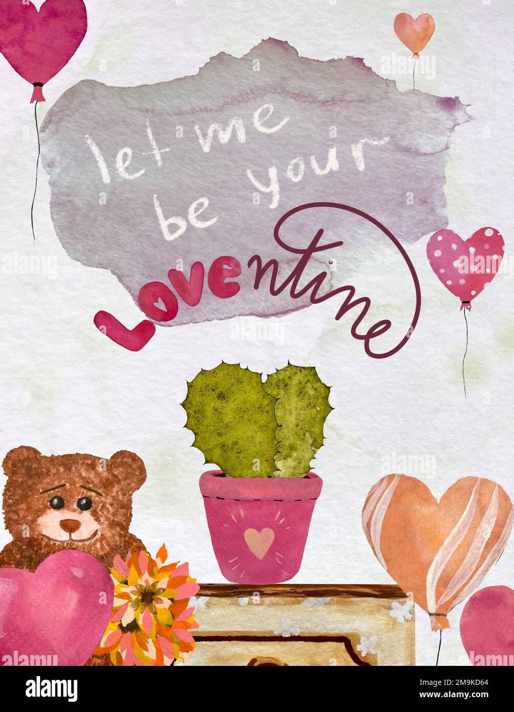 Watercolor pink card hi-res stock photography and images - Alamy