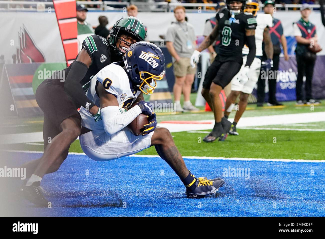 Toledo wide receiver DeMeer Blankumsee (0), defended b Ohio safety ...