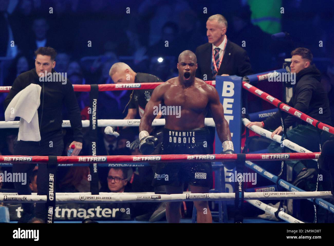 Britain's Daniel Dubois, shouts out as he celebrates after defeating ...