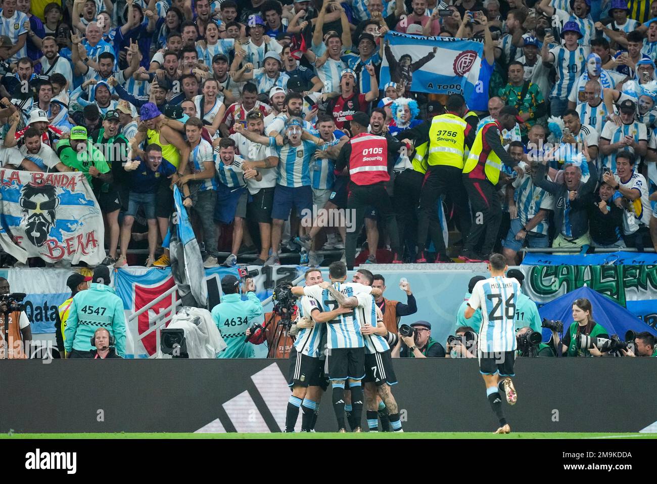 Argentina's players celebrate after their second goal during the World ...