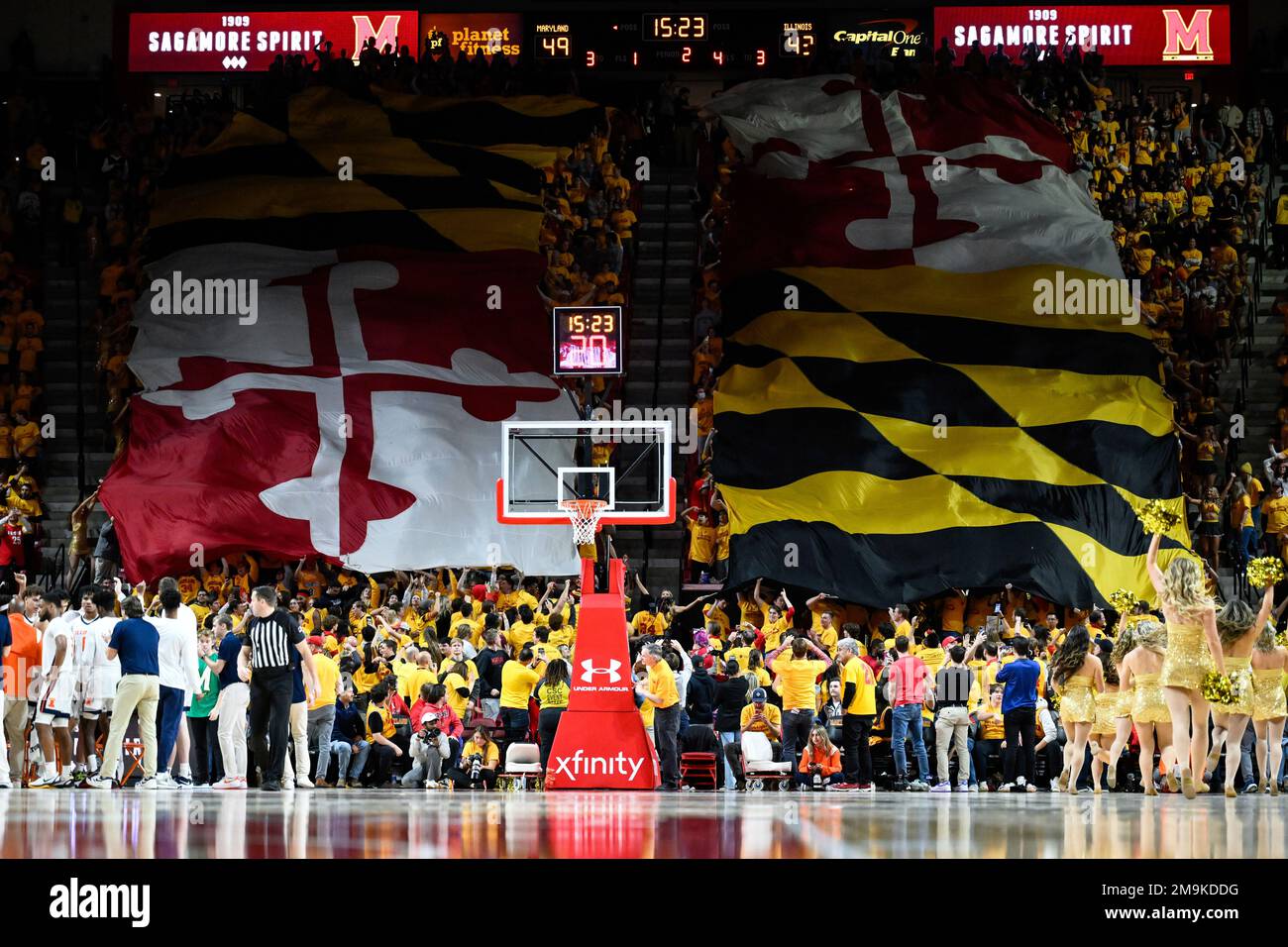 The Maryland student section displays the State of Maryland flag during ...