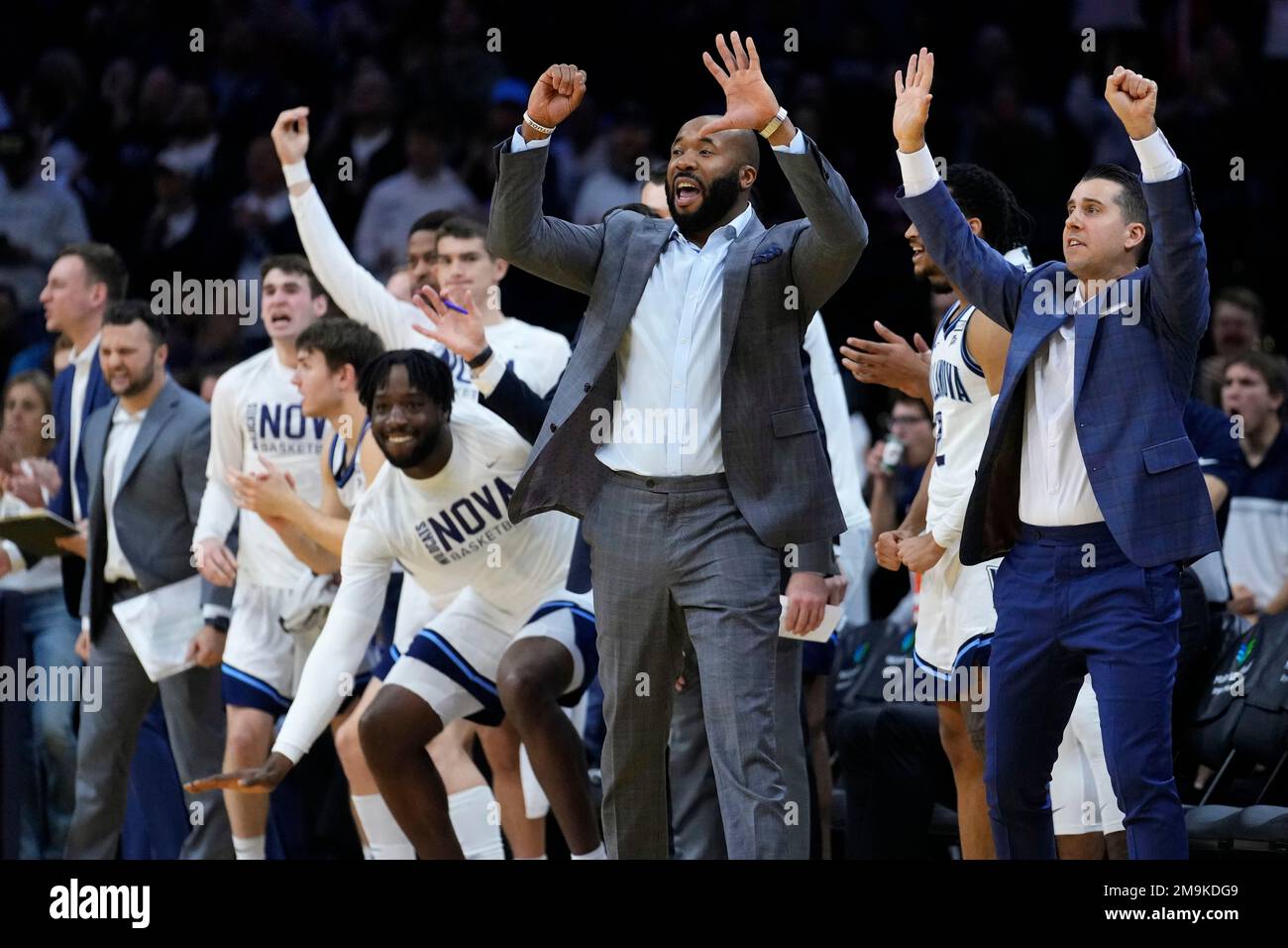 Villanova head coach Kyle Neptune reacts during the second half of an ...