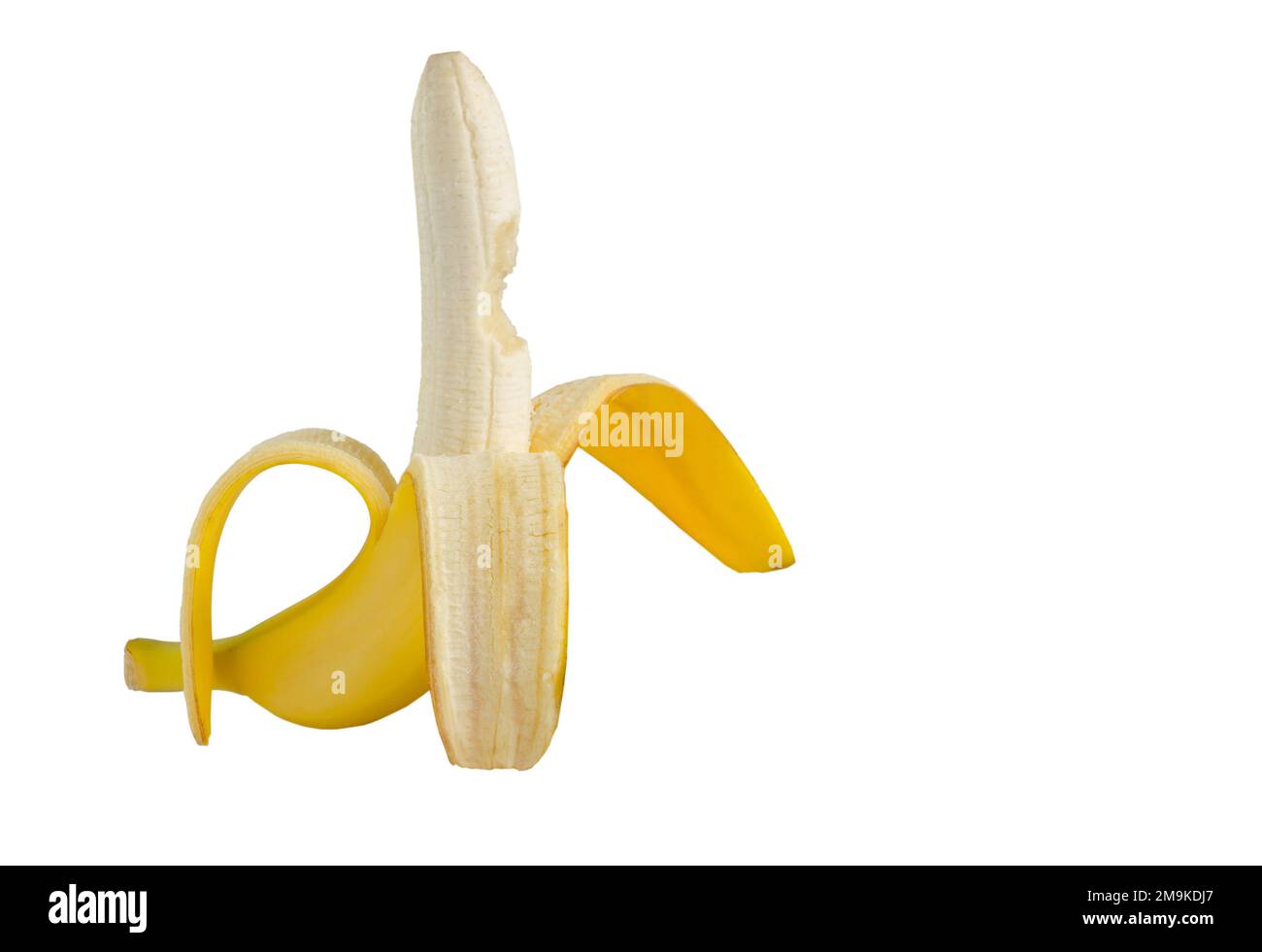 Half peeled banana isolated on a white background Stock Photo - Alamy
