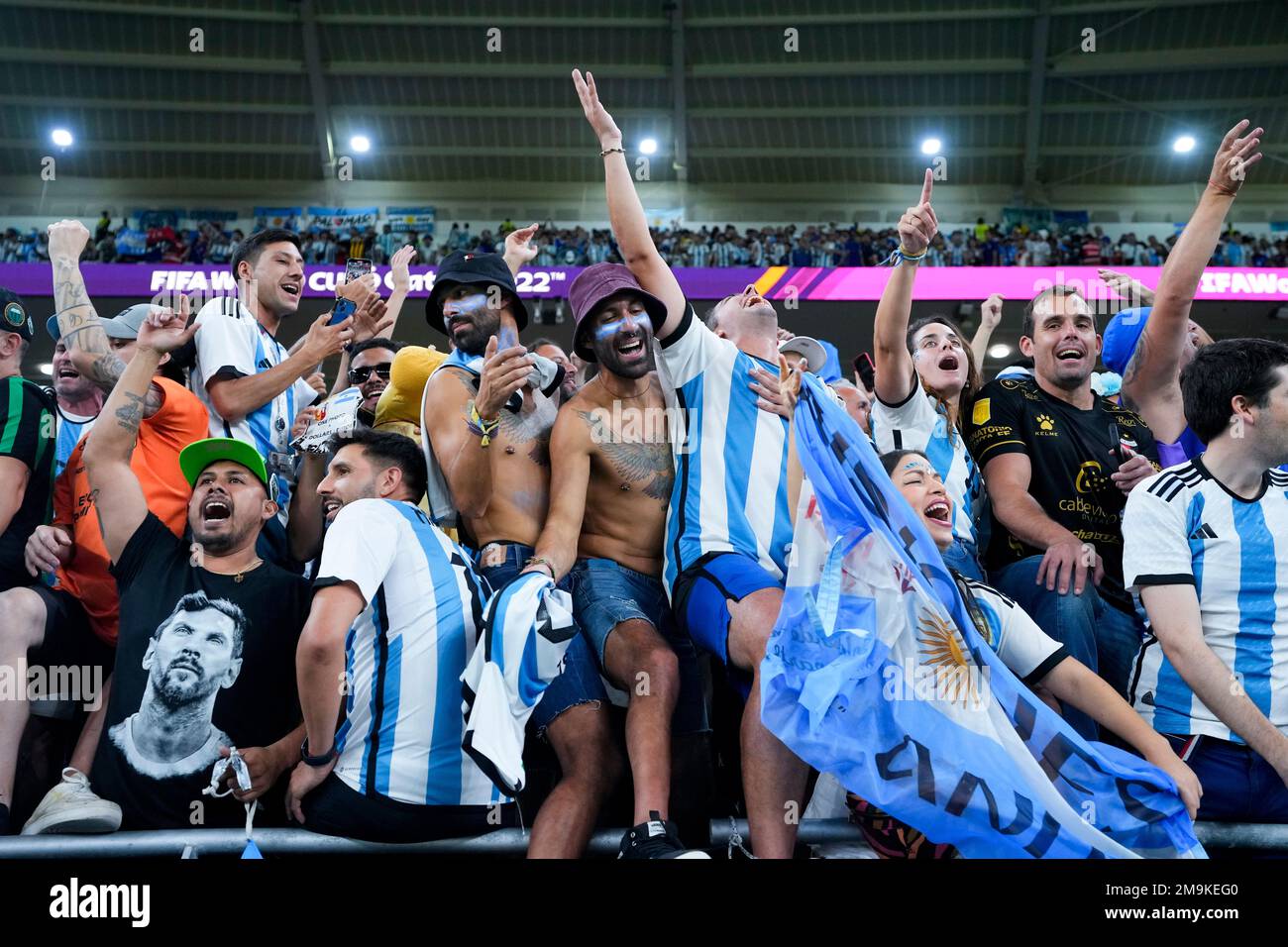 Argentina's fans cheer their team prior to the World Cup round of 16 ...